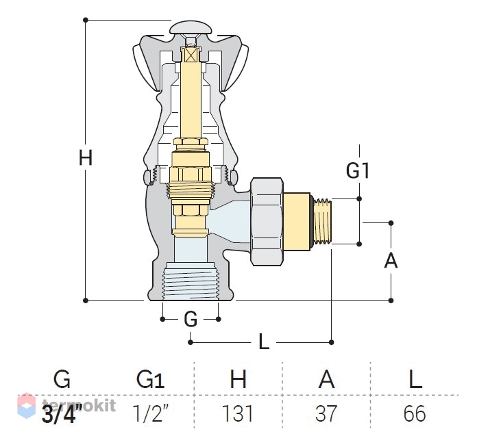 SR Rubinetterie Клапан угловой Liberty 1/2х3/4″ белый RAL 9010, 0325 ...