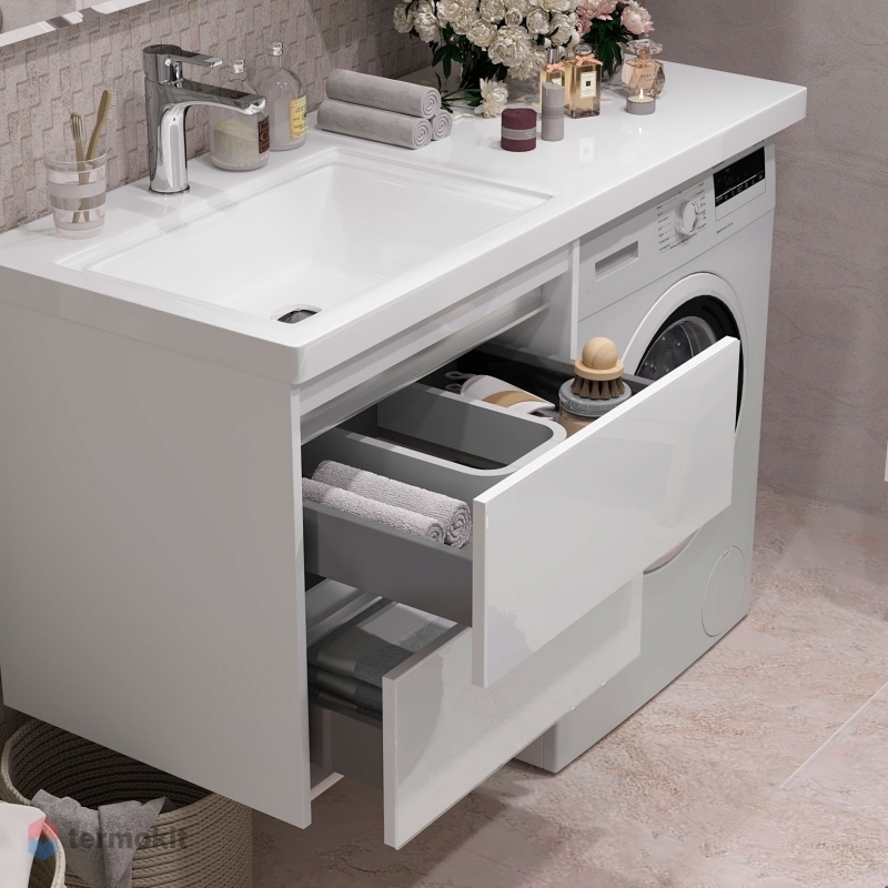 Тумба с раковиной Opadiris Фреш 120 подвесная белый/бежевый 00-00002179+ФР-00001490 ЛДСП ...