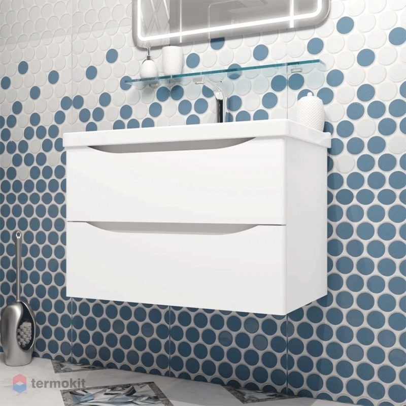 Тумба с раковиной Opadiris Элеганс 80 подвесная белый матовый Z0000014969+031200-u МДФ (артикул ...