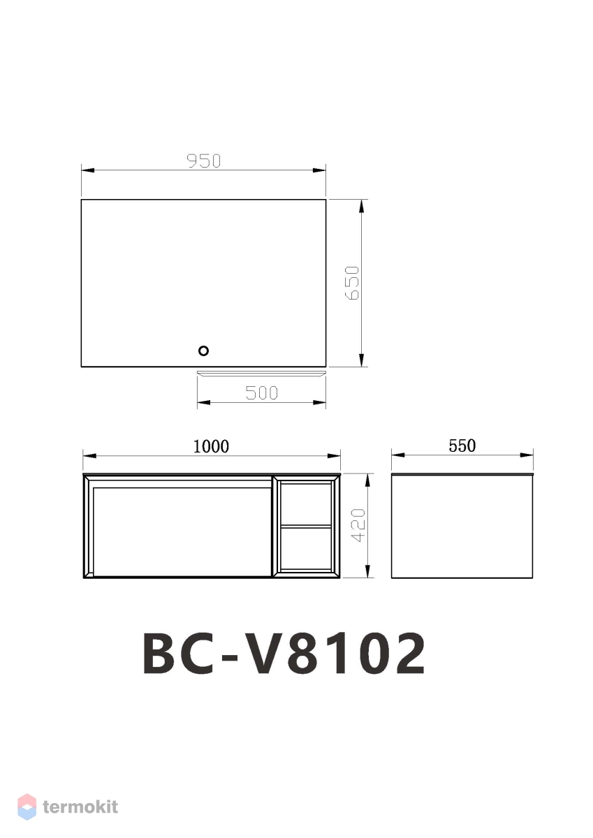 Тумба с раковиной Orans 100 подвесная дерево BC-V8101-1000 White МДФ ...