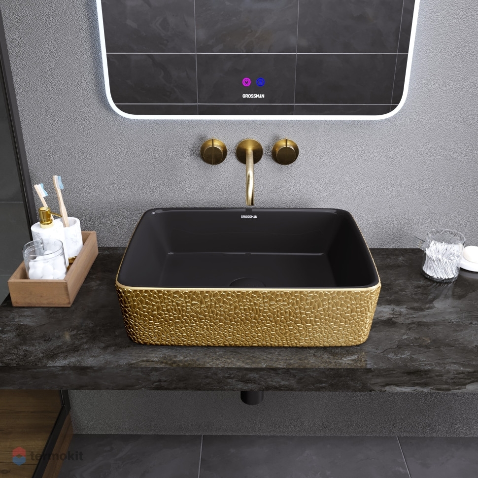 Раковина Grossman Color 48 золото/черный GR-3016GBL (артикул: GR ...