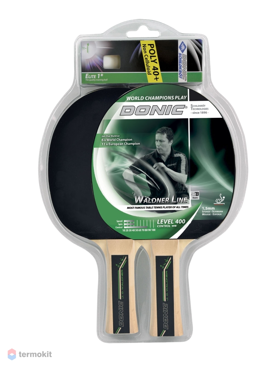 Набор Donic Waldner 400 (2 ракетки, 3 мячика Elite 1) 788492 купить в Москве по цене 2 028 руб ...
