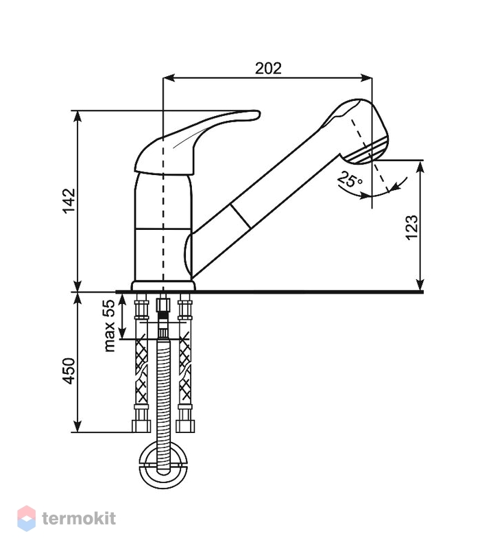 Смеситель для кухни Ulgran Classic ультра-черный U-002-344 (артикул: U ...