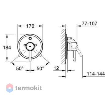 Встраиваемый смеситель для ванны и душа Grohe Essence+ внешняя часть ...