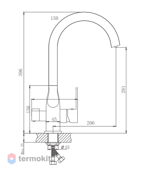 Смеситель для кухни Haiba пепельный HB76533-3 (артикул: HB76533-3) купить в Москве по цене 8 359 ...