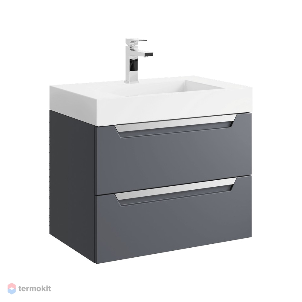 Тумба с раковиной Aqwella Cube 70 подвесная серый матовый CUB0107GR+Tol.07.04.D МДФ (артикул ...