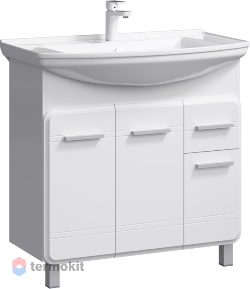 Тумба с раковиной AQWELLA Corsica 85 напольная белый глянец KOR0108+4620008197357 ЛДСП/МДФ ...