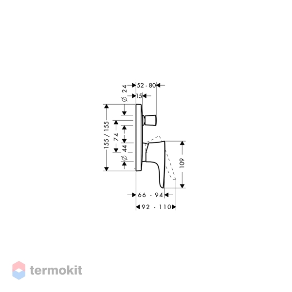 Встраиваемый смеситель для ванны и душа Hansgrohe PuraVida 15445400 ...