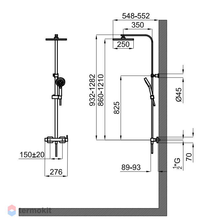 Душевая система Noken Tec Square N720000189 (артикул: N720000189 ...