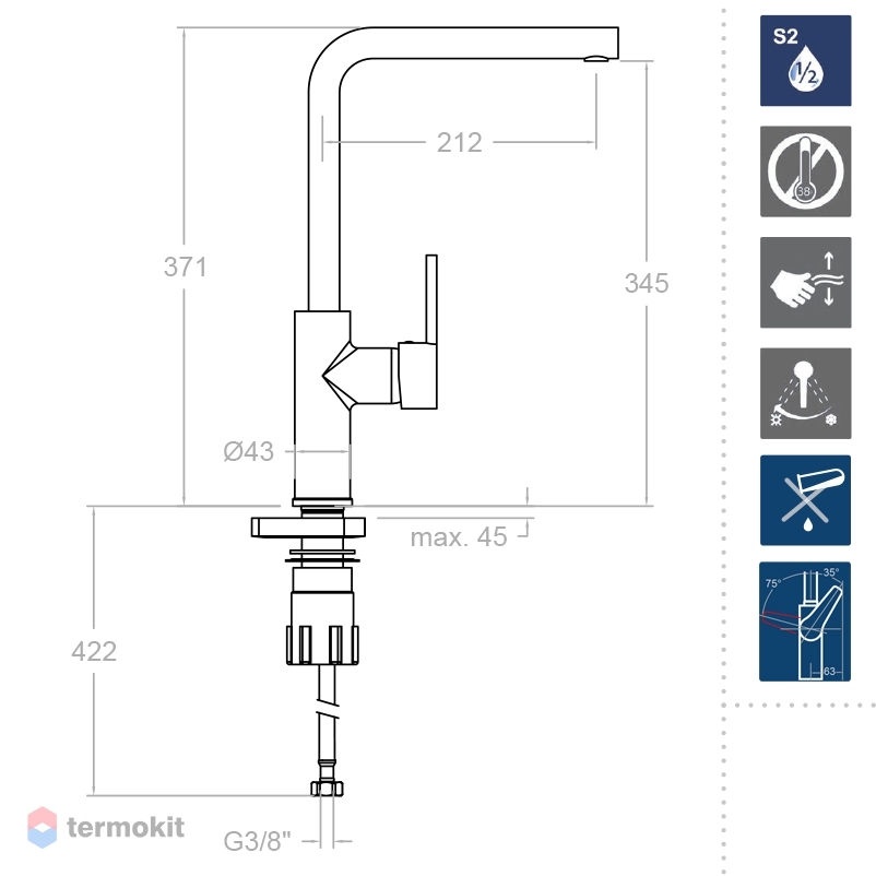Смеситель для кухни Ramon Soler DRAKO матовая медь 332902CUC (артикул ...