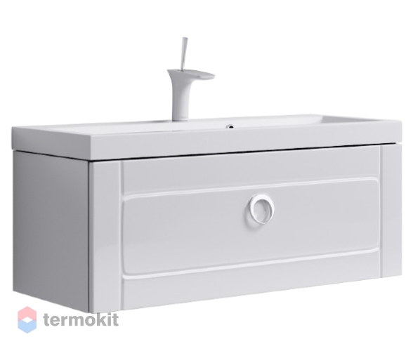 Тумба с раковиной AQWELLA Infinity 100 подвесная белый глянец Inf.01.10/001+Inf.10.04.D МДФ ...