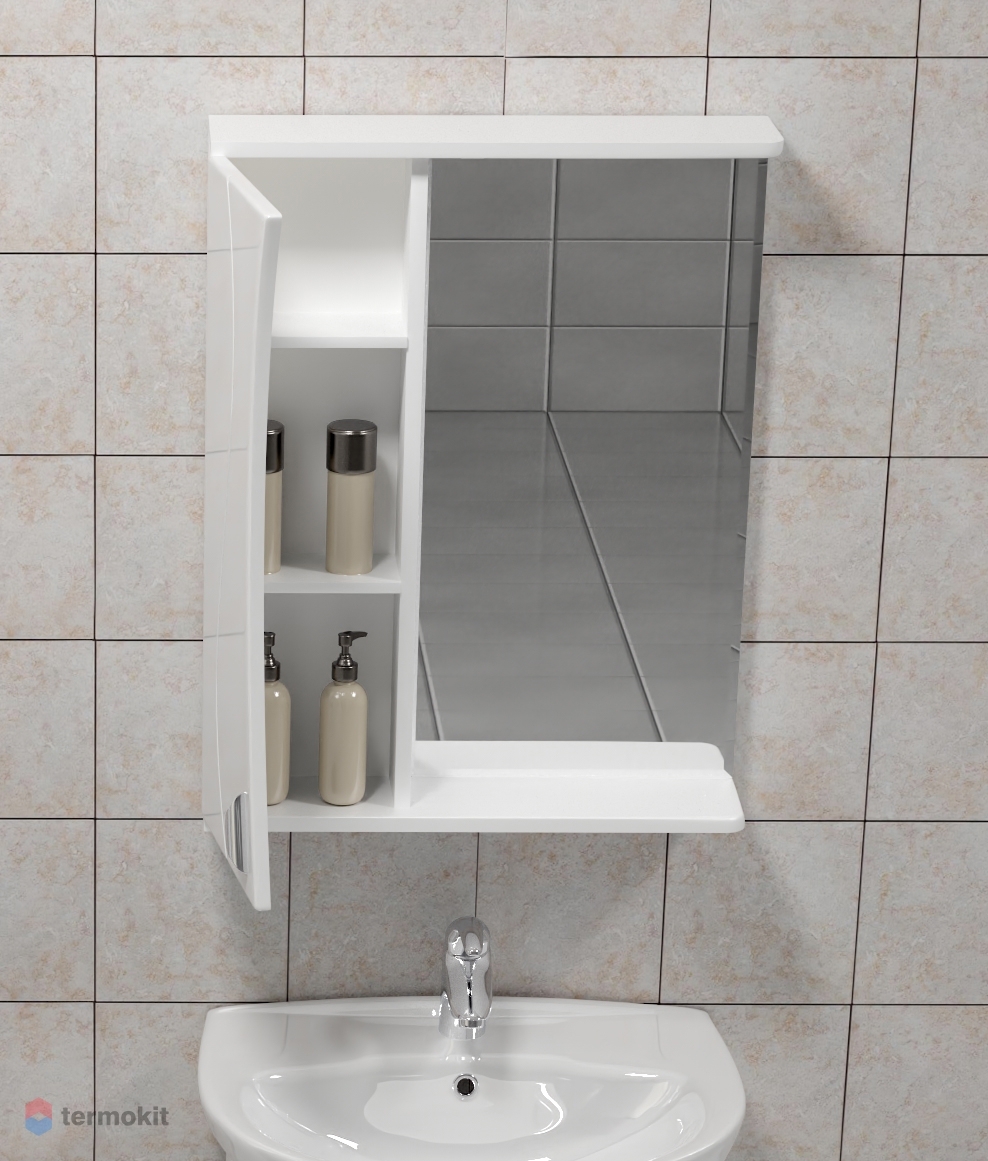 Зеркальный шкаф VIGO Faina 55 подвесной белый глянец z.FAI.55.L.El ЛДСП ...