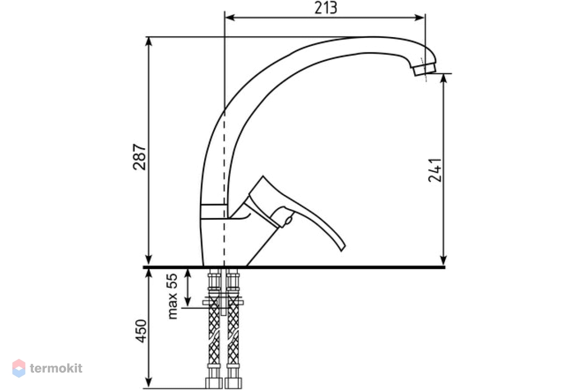 Смеситель для кухни ULGRAN Quartz уголь UQ-007-07 (артикул: UQ-007-07) купить в Москве по цене 5 ...