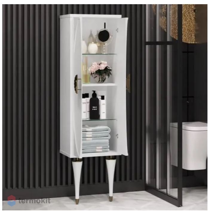 Шкаф-колонна Opadiris Ибица 45 белый/золото 00-00007078 ЛДСП (артикул: 00-00007078) купить в ...