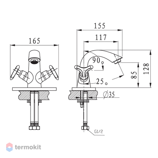 Смеситель для раковины KAISER Trio черный матовый 57011-2 (артикул ...