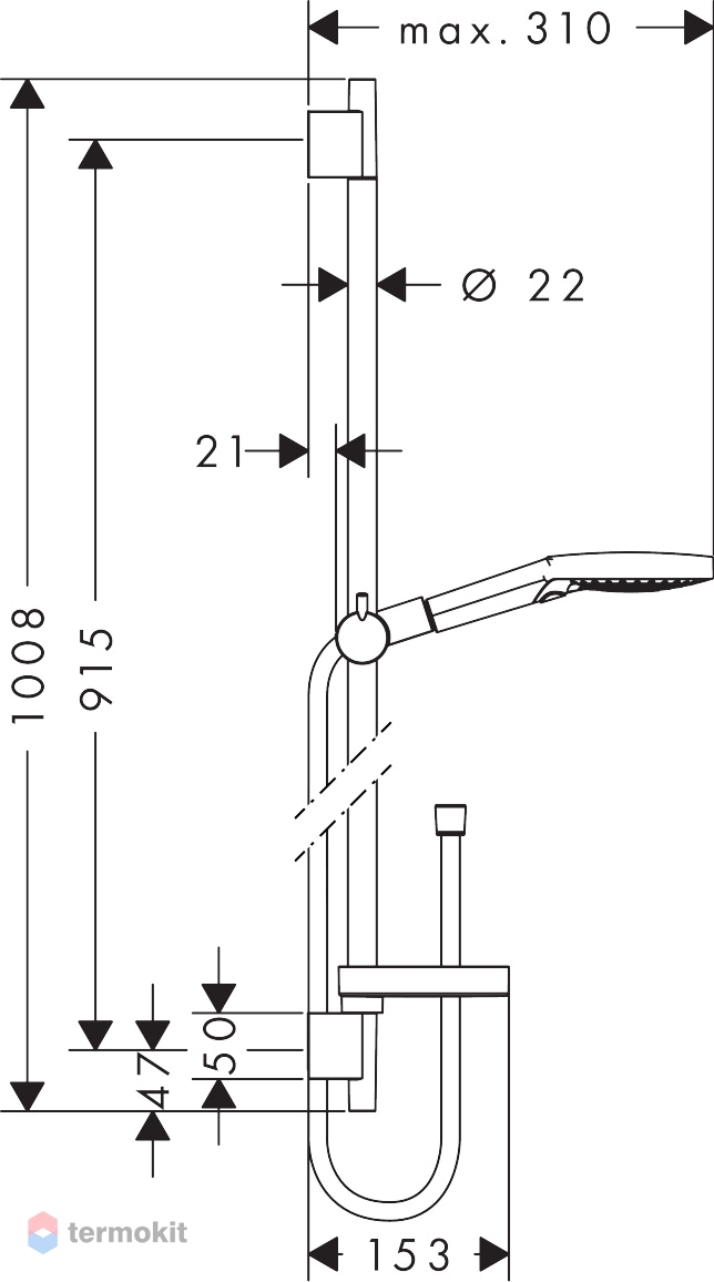 Душевой гарнитур Hansgrohe Raindance Select S 120 со штангой 90 см и ...